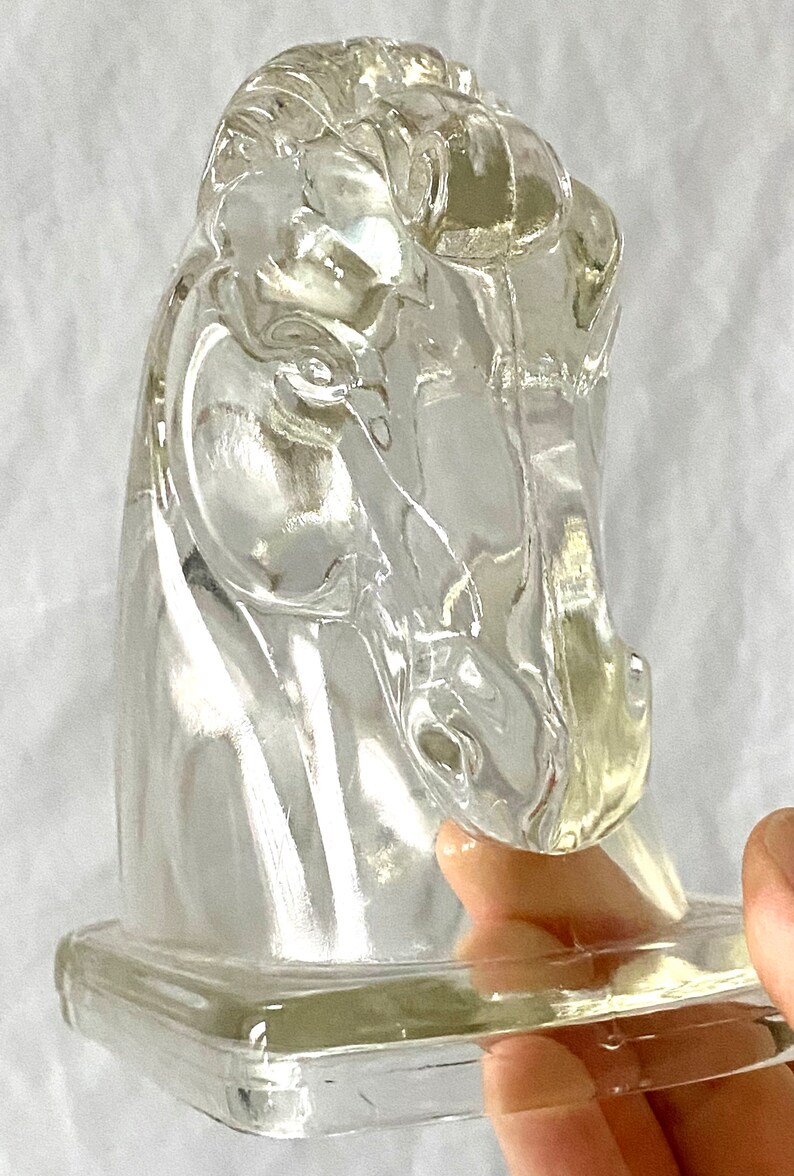 Vintage Single Clear Glass Horse Head Bookend Library Bookshelf Decor ...