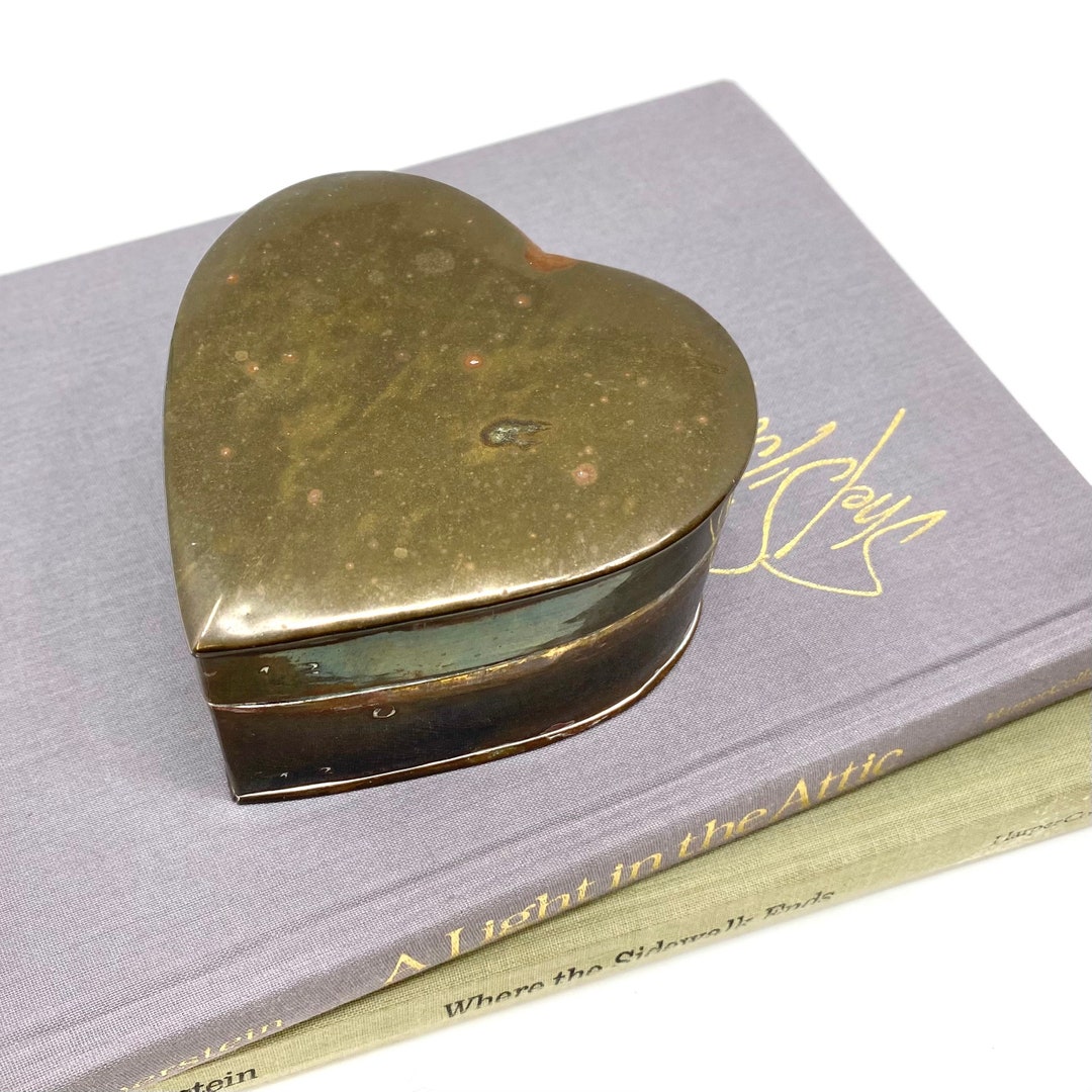 Vintage Heart Shaped Brass Box W/ Hinged Lid Jewelry Box/ Catchall LOVE ...