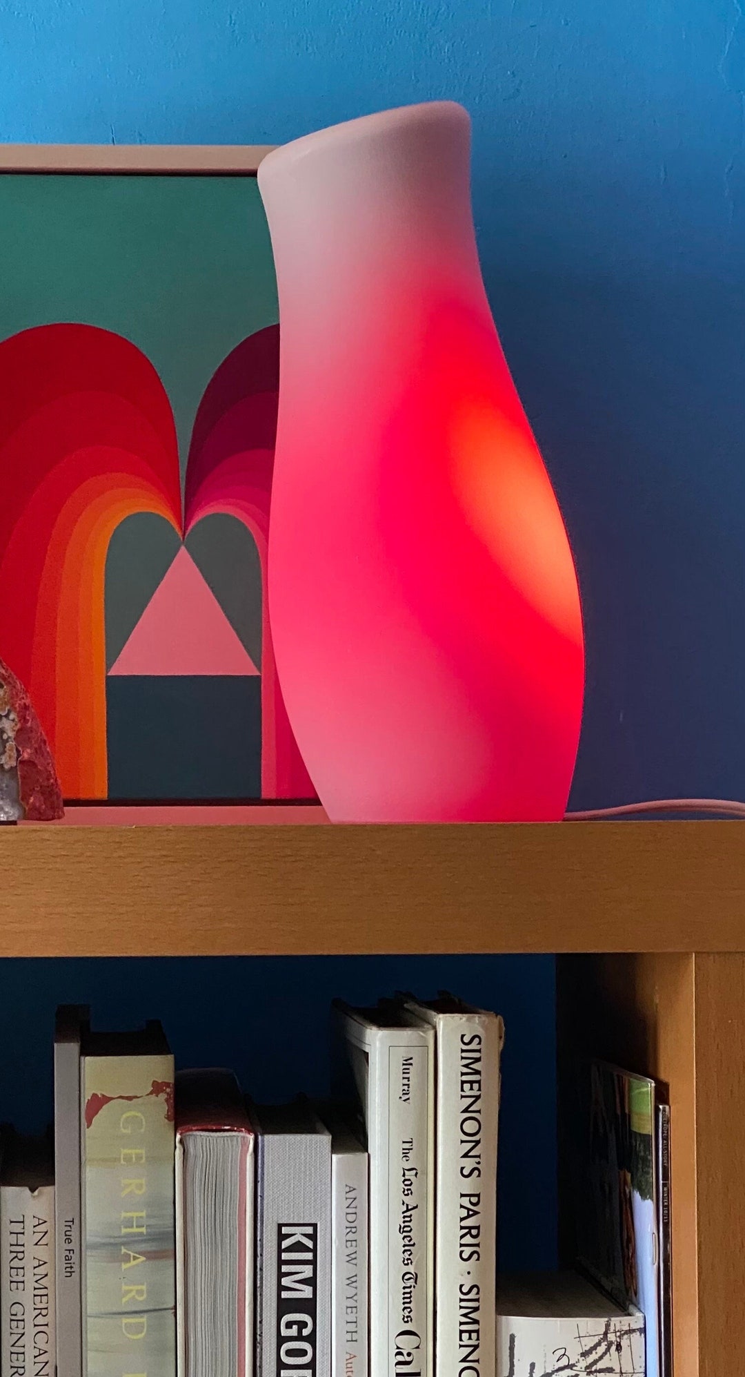 Vintage IKEA Mylonit Cased Red White Glass Table Desk Lamp Space Age ...