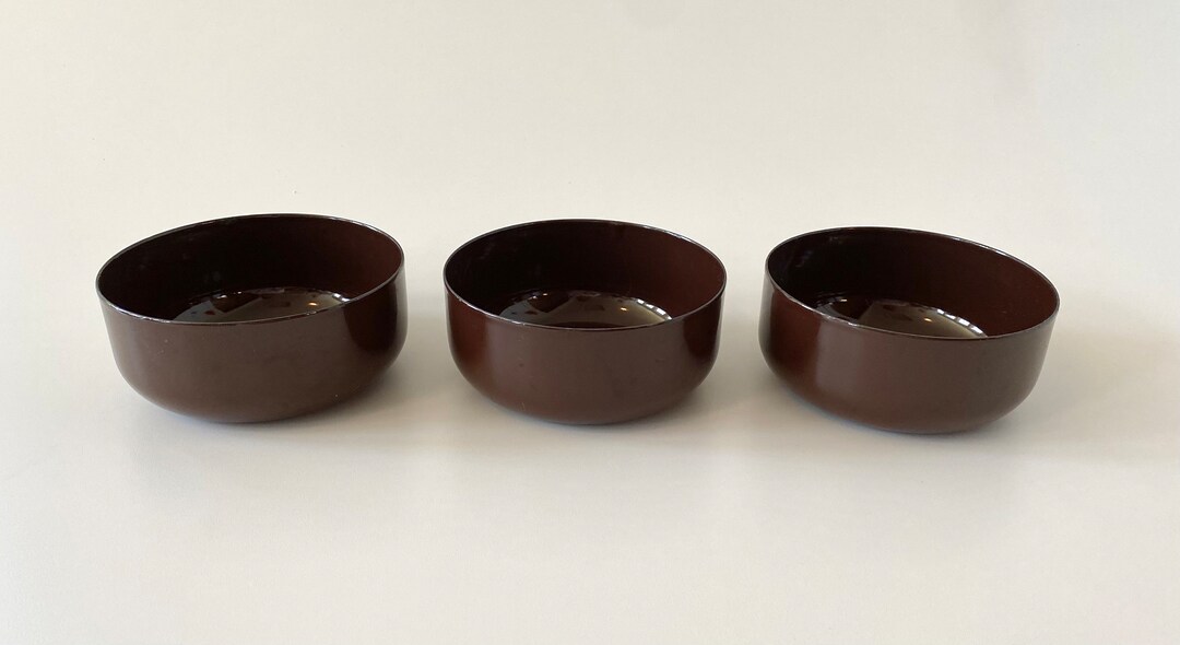Set of 3 Midcentury Brown Enamel Salad Bowls - Finel Kaj Franck Copco ...