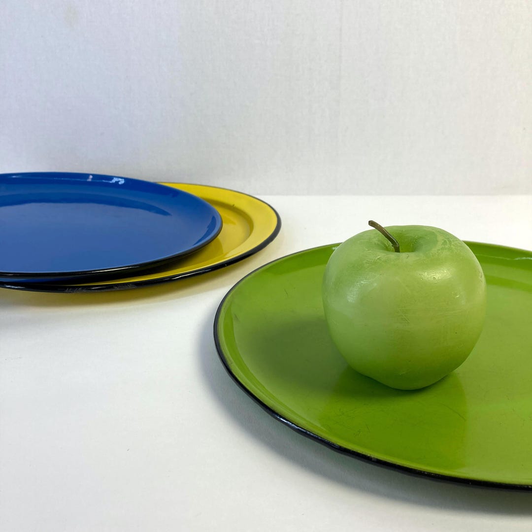 1970's Vintage Japanese OTO Enamelware Enamel Serving Plates Platters ...