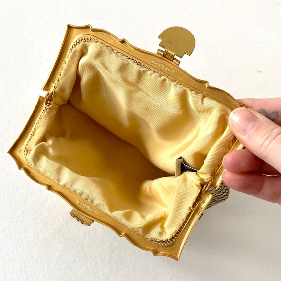 1950s Whiting & Davis Gold Mesh Clutch Coin Purse Bag… - Gem