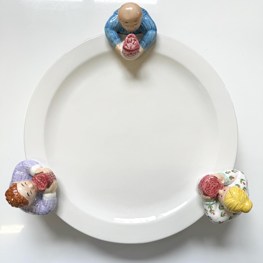 90s LOTUS Chubbies Lets Eat Cake Ceramic Footed Cake Stand Plate ...