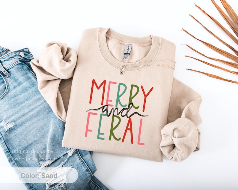 Sudadera Merry and Feral, suéter navideño familiar - Etsy España