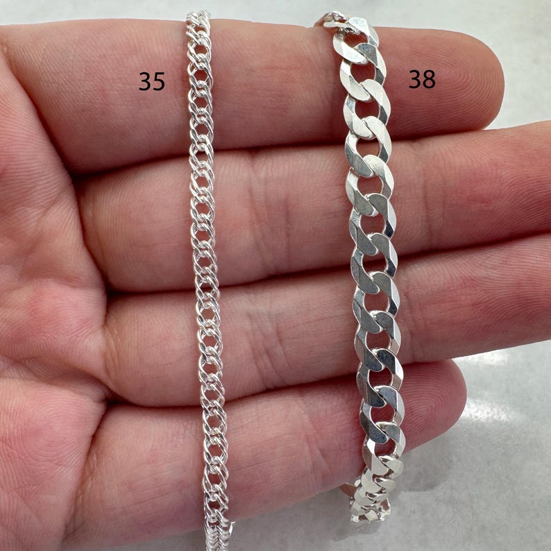 925 Sterling Silver Curb Chains-bulk Chain by the Foot-unfinished Curb ...