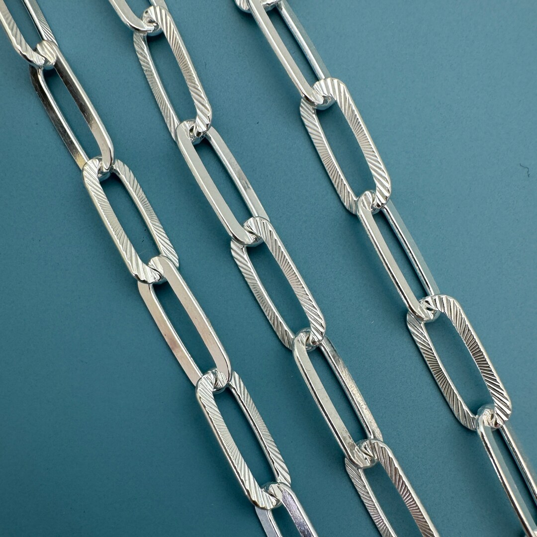 925 Sterling Silver Bulk Chains, Alternating Smooth and Textured Link ...