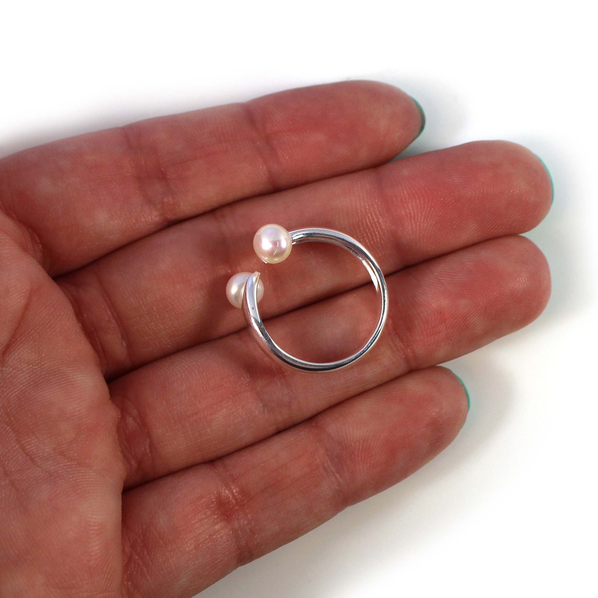 Adjustable Pearl Ring Sterling Silver or Gold Over Sterling | Etsy