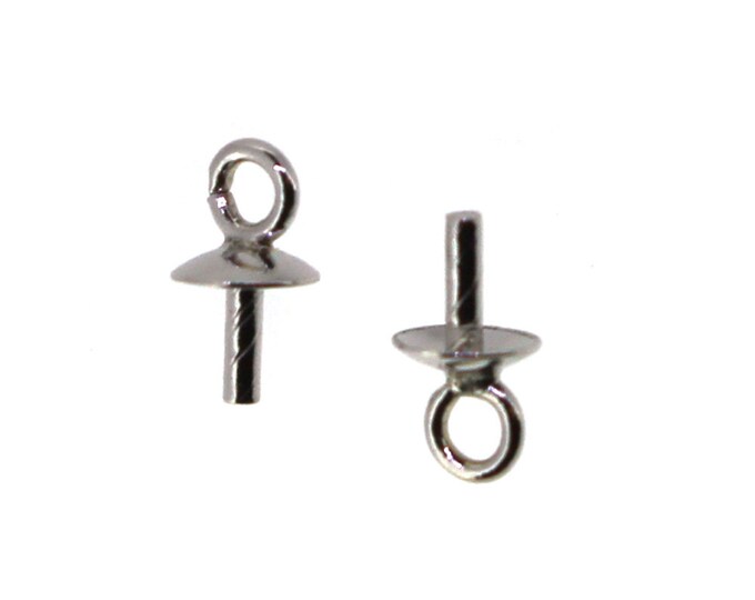 14K White Gold Pearl Cap-plain Pearl Cup With Peg and Jump Ring, Solid ...