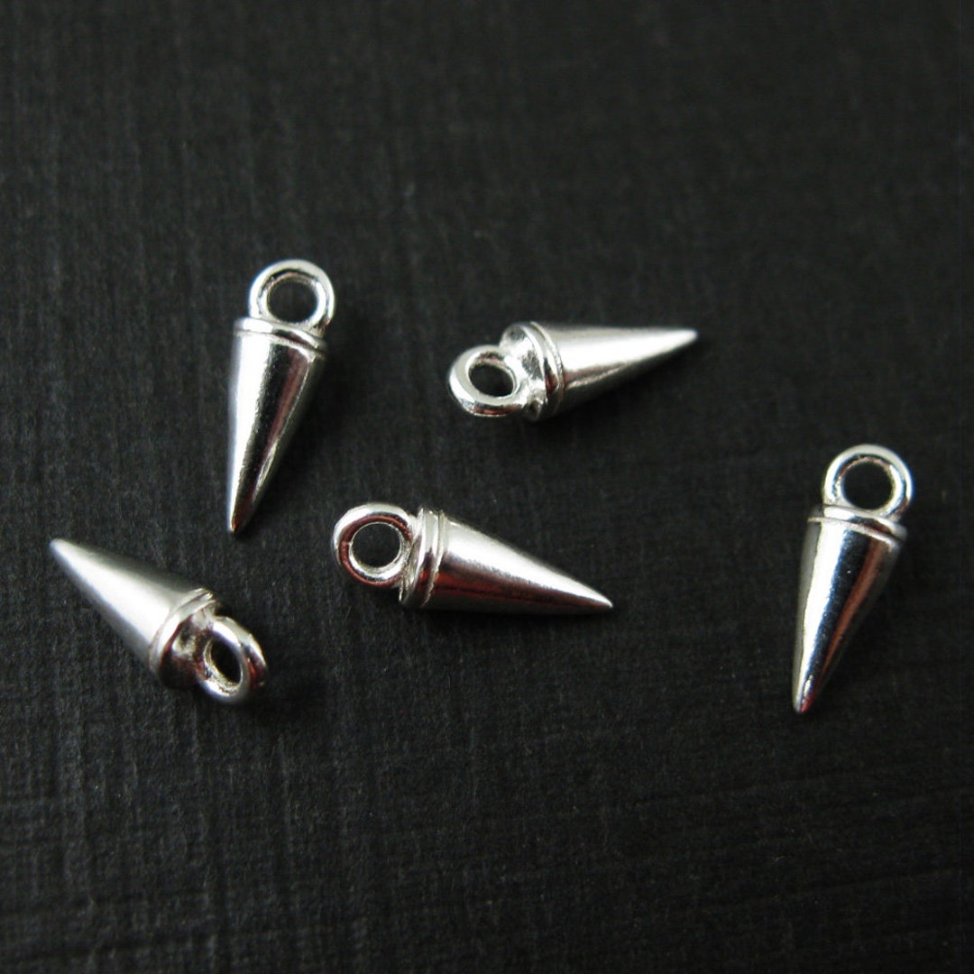 Stud Spike Charm-925 Sterling Silver, Gold Over Silver or Oxidized-tiny ...