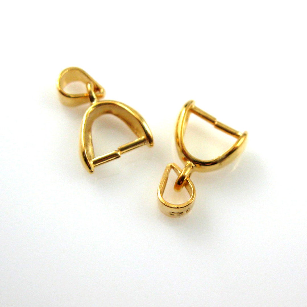 Bail - Gold Plated Sterling Silver Bail- Simple Teardrop Shape Pinch ...