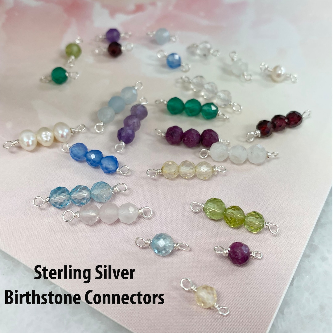 Natural Gemstone Bead Connector-tiny Birthstone Connector-sterling ...