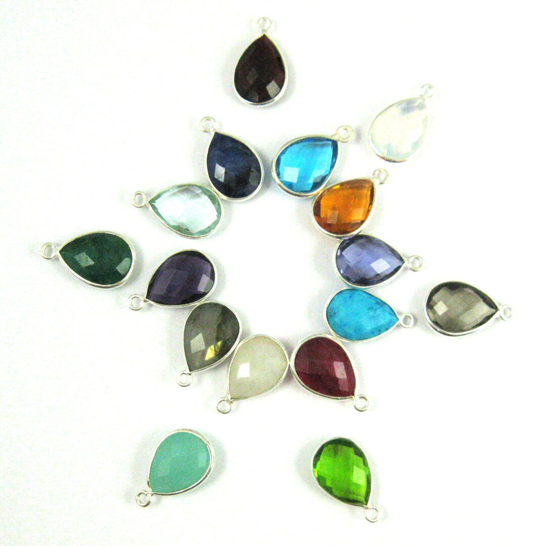 Bezel Gemstone Pendant-small Teardrop Bezel Charm-silver Bezel - Etsy