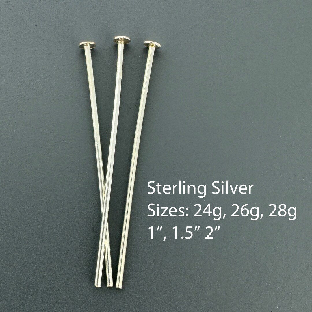 925 Sterling Silver Flat End Pins, T Pins, Flat Headpin, Wholesale Pins ...