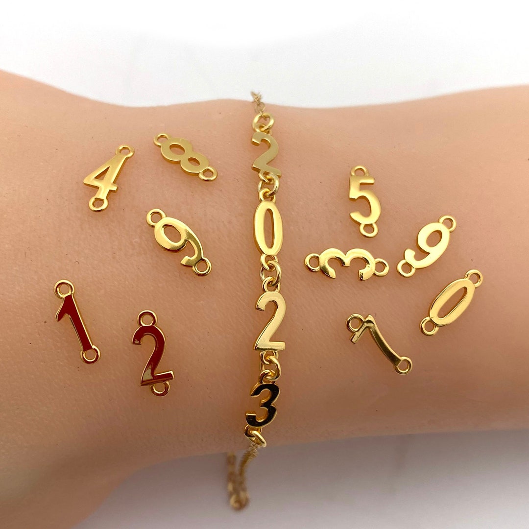 Number Connectors,permanent Jewelry Charm,bracelet Connector, Numbers ...