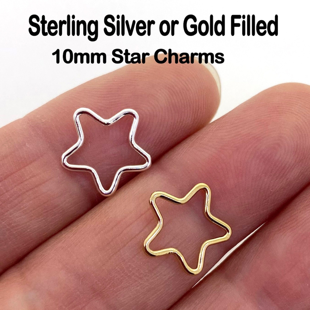 14K Gold Filled Star Charms,sterling Silver Star Connector, Star ...