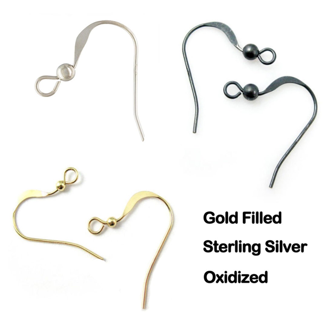 14K Gold Filled Fishhook Earwires-fishhook Earrings With Ball Sterling ...