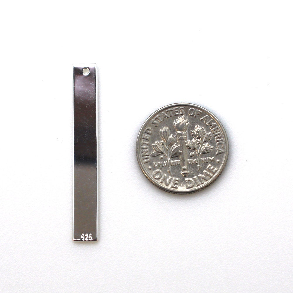 925 Sterling Silver Vertical Rectangle Bar | Etsy