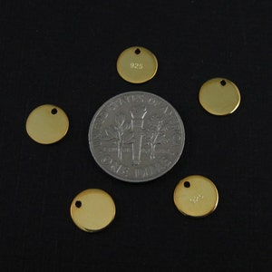 Gold Plated Sterling Silver Tags -round Coin Tag- Gold Circle Tag ...