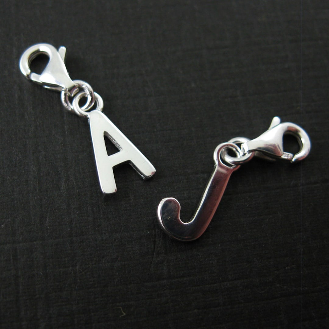 A-Z Silver Letter Charms-add on Charm - Charm With Clasp - High Polish ...