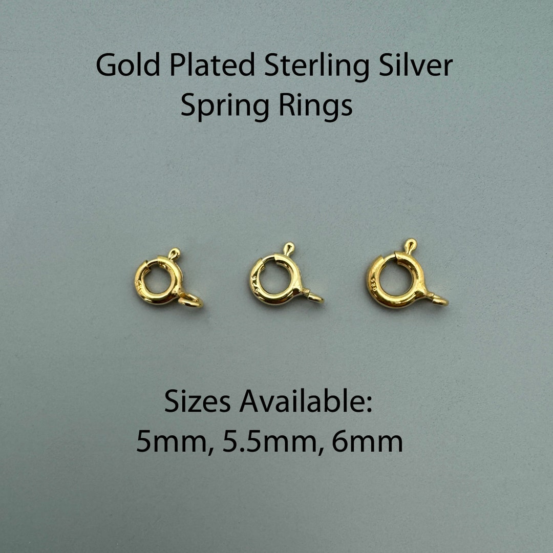 22K Gold Plated Sterling Silver Spring Ring, Round Clasp, Wholesale ...
