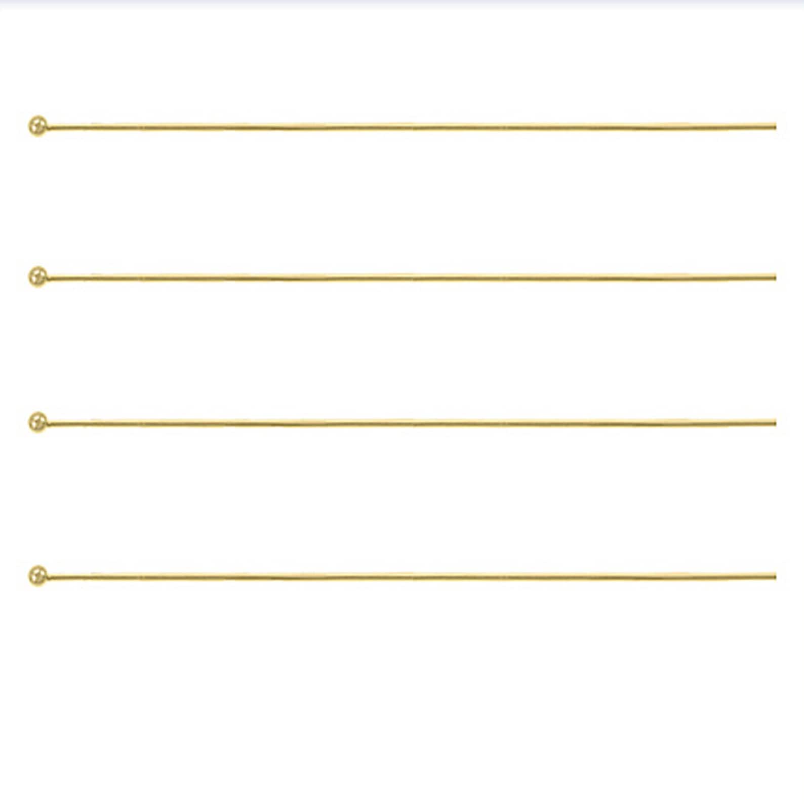 Solid 14k Gold Ball Head Pins -14k Gold Jewelry Findings - 29 Gauge ...