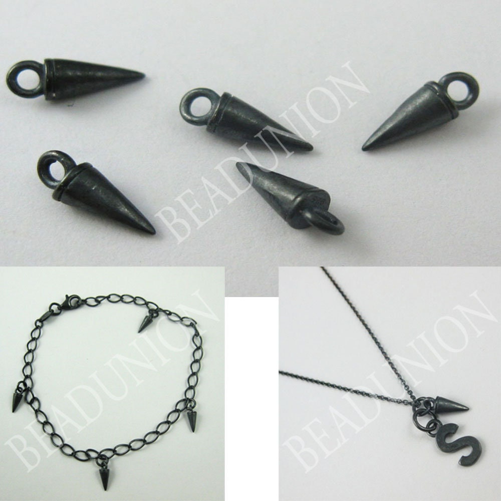 Stud Spike Charm-925 Sterling Silver, Gold Over Silver or Oxidized-tiny ...