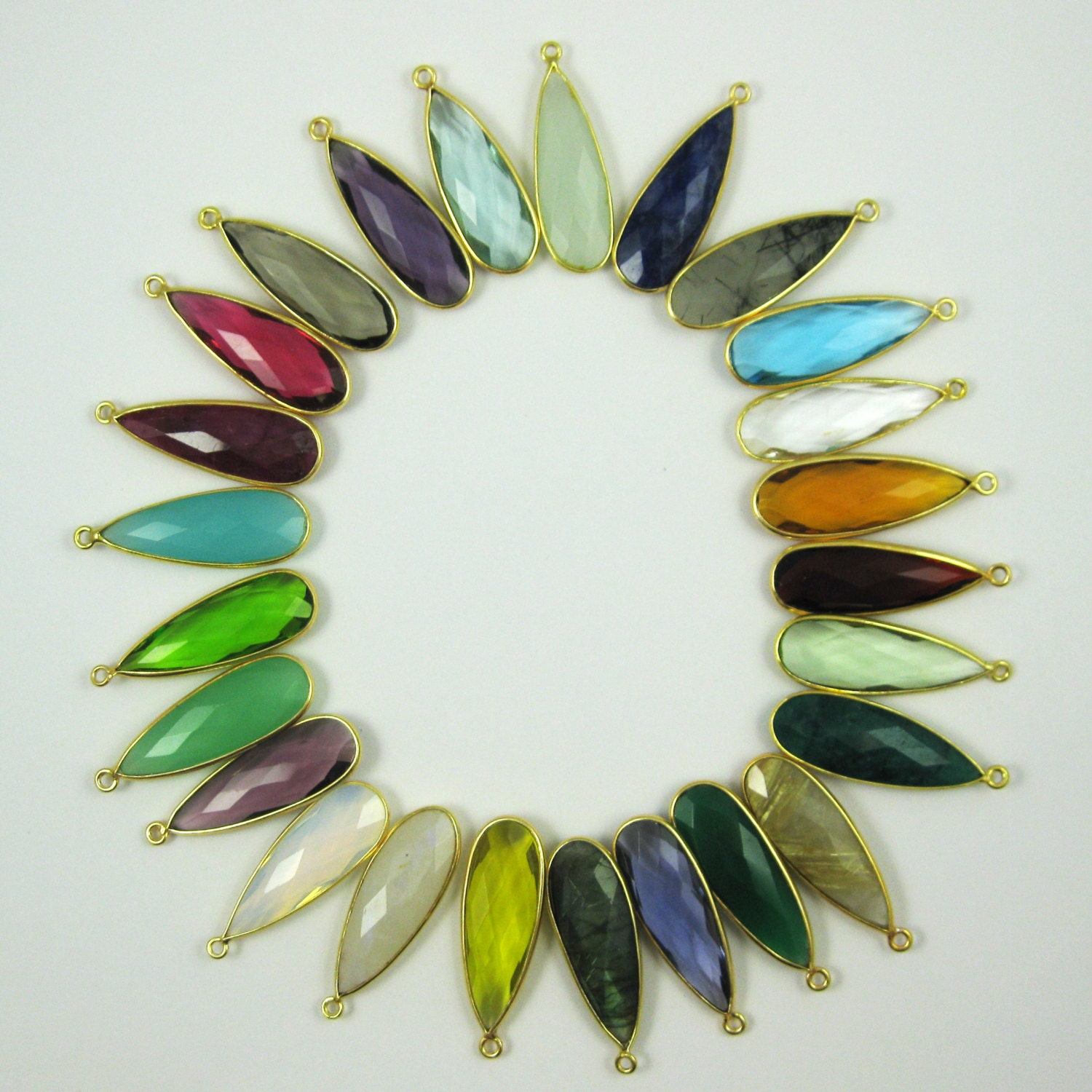 Bezel Gemstone Moonstone-Elongated Teardrop Charm-Gold Vermeil | Etsy