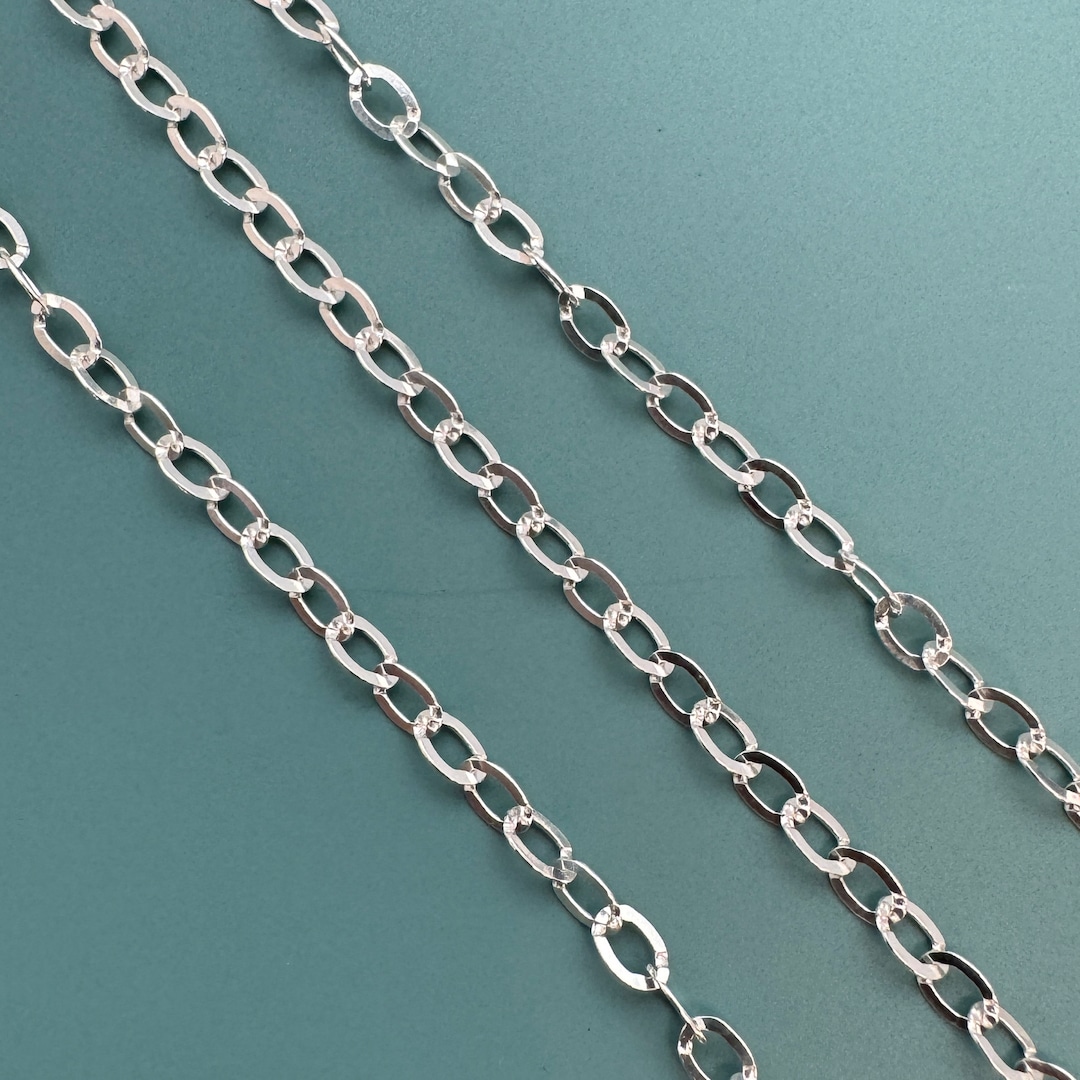 925 Sterling Silver Chains-bulk Unfinished Chains-3.5mm Flat Cable ...