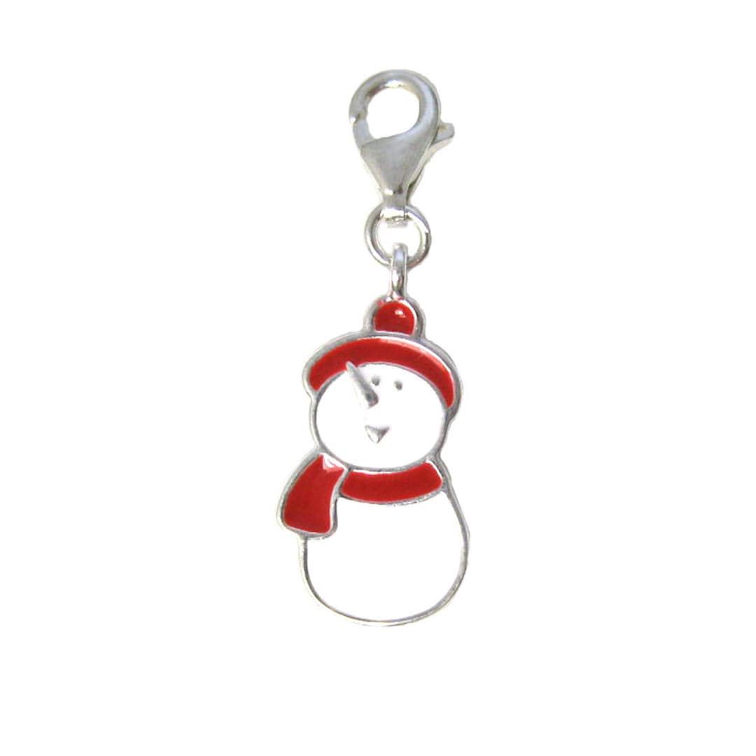 Snowman Charm,sterling Silver Enamel Snowman Charm With Clasp ...