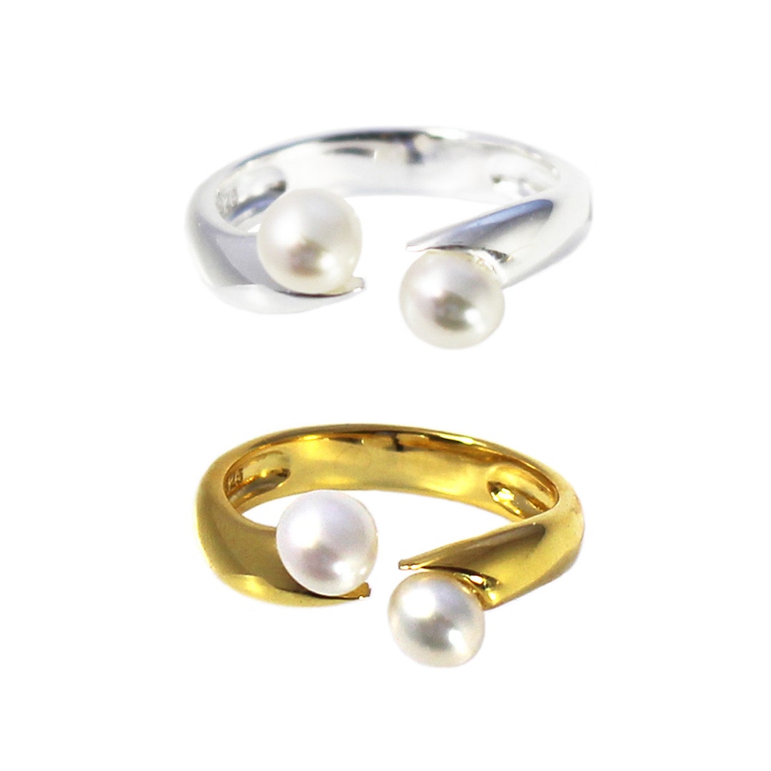 Adjustable Pearl Ring Sterling Silver or Gold Over Sterling - Etsy