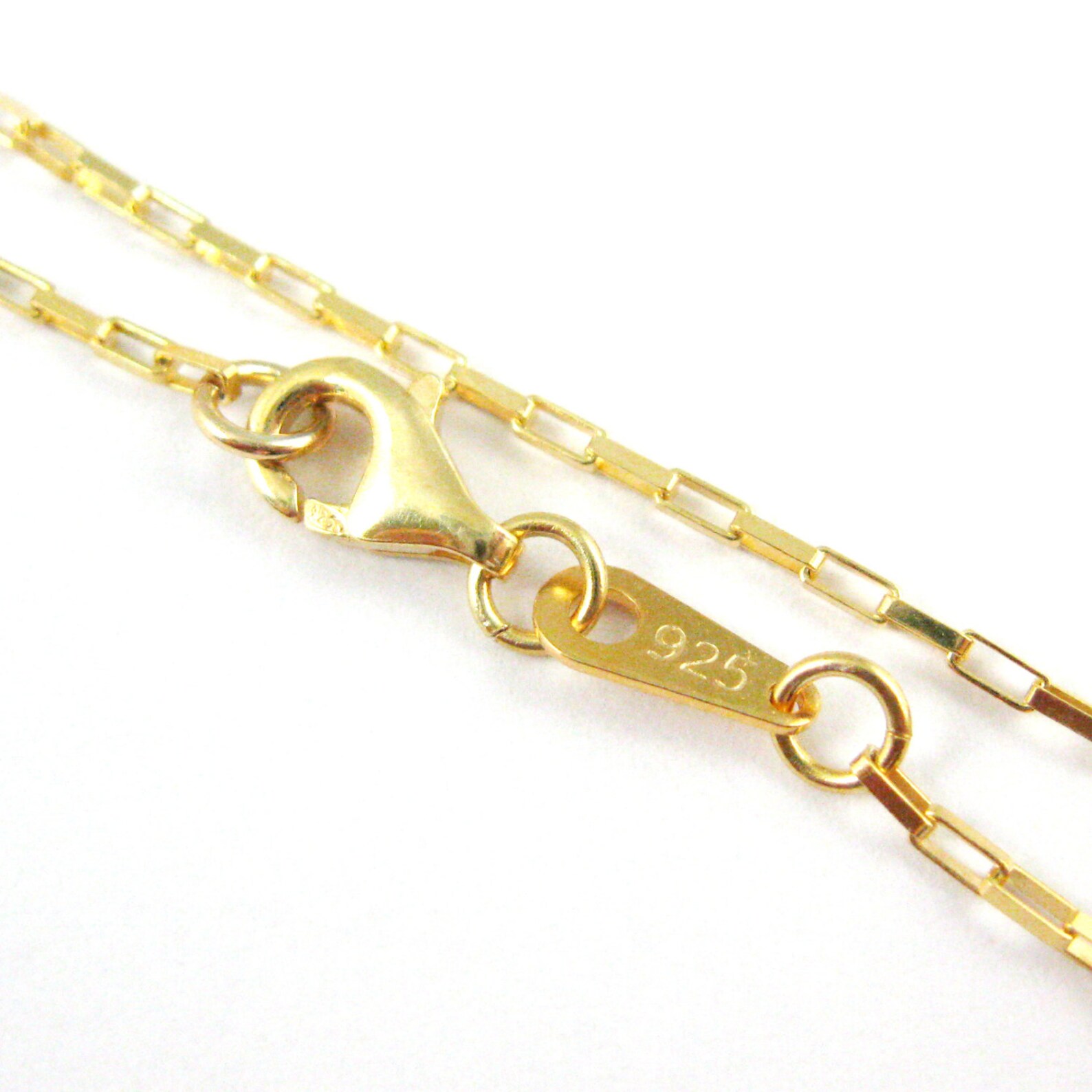 Gold Plated Sterling Silver Chain-small Box Chain-gold | Etsy