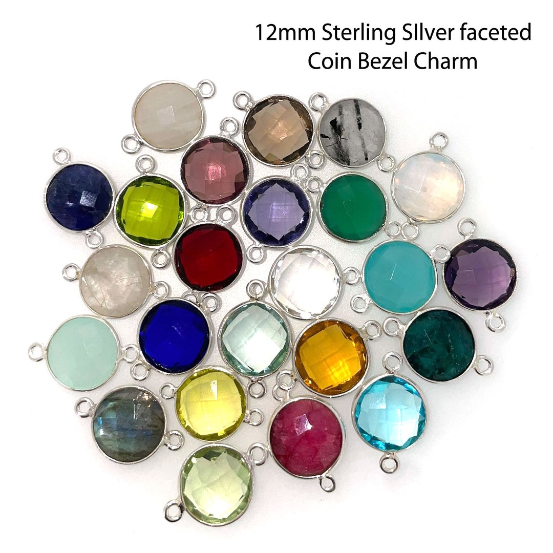 925 Sterling Silver Bezel Gemstone Connector-faceted Birthstone ...