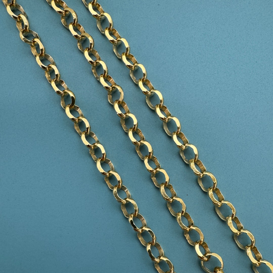 Gold Plated Sterling Silver Diamond Cut Rolo Chain, Bulk Unfinished 3 ...