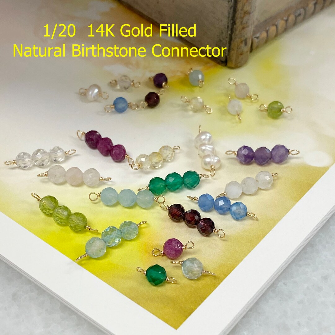 Natural Gemstone Connector-tiny Birthstone Connector-14k Gold Filled ...