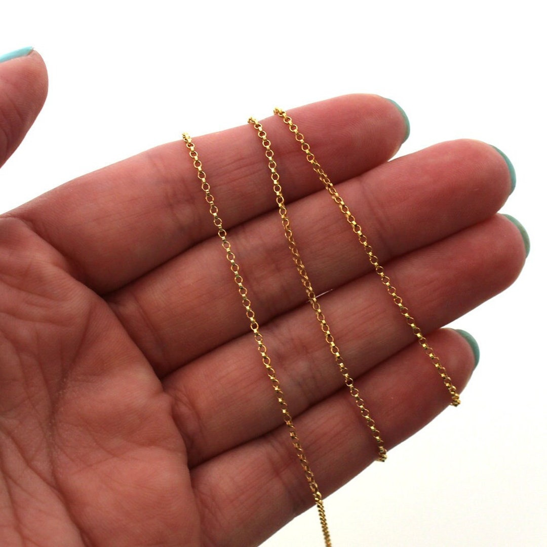 1/20 14K Gold Filled Rolo Chain by the Foot,unfinished Bulk 1.1mm Rolo ...