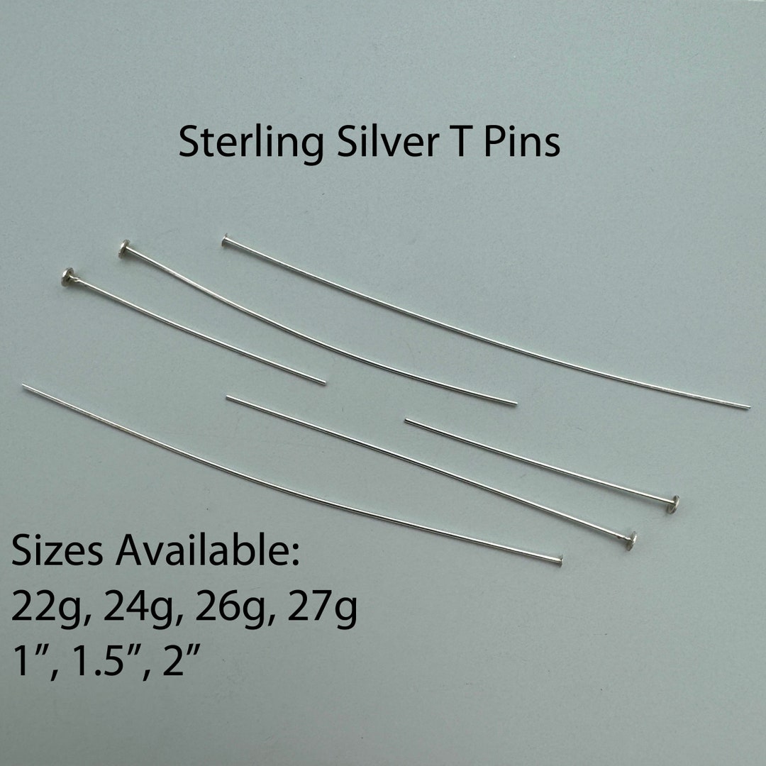 925 Sterling Silver Flat End Pins, T Pins, Flat Headpin, Wholesale Pins ...