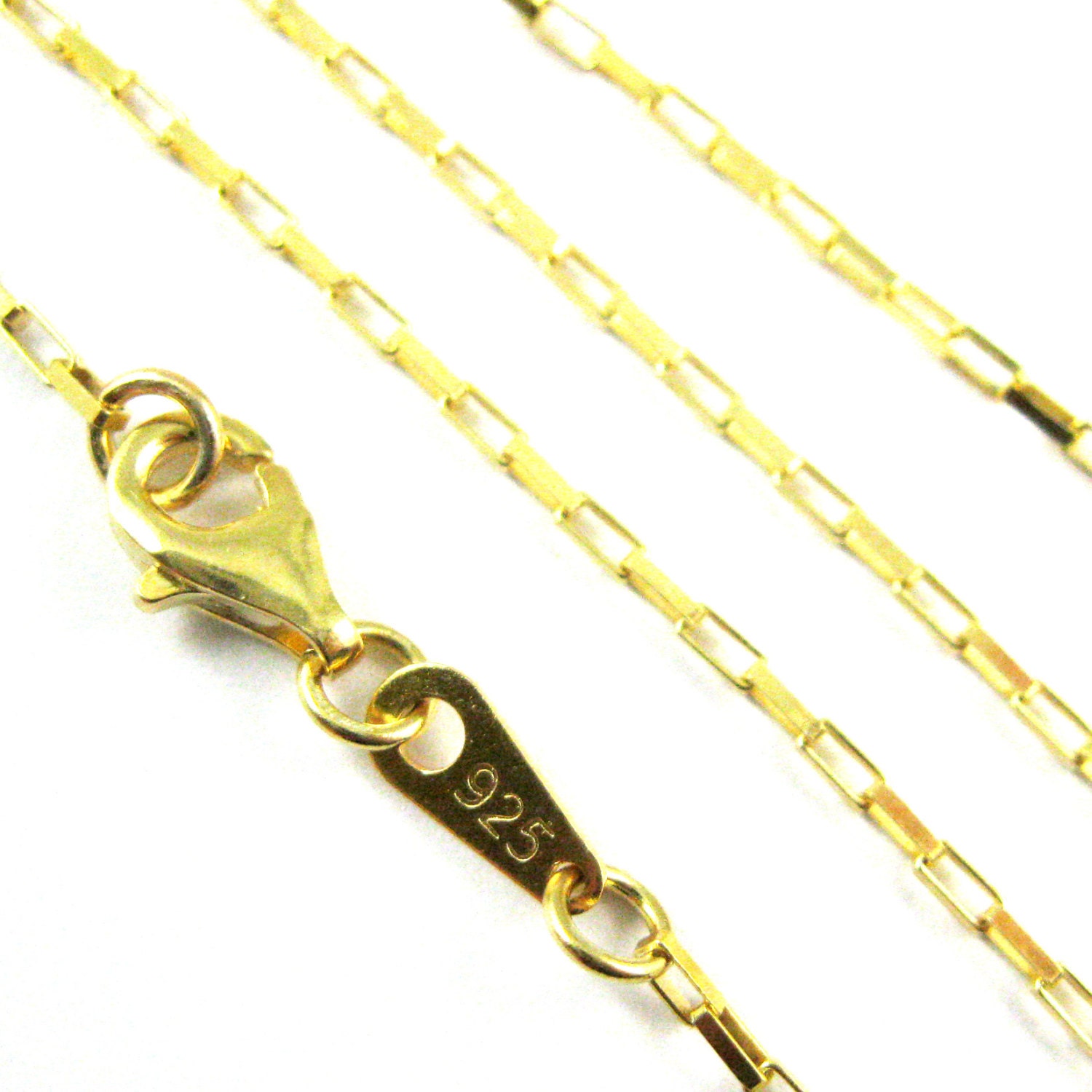 Gold Plated Sterling Silver Chain-small Box Chain-gold | Etsy