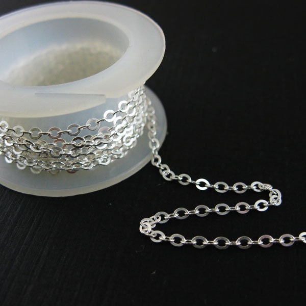 Sterling Silver Chain 2.3mm Strong Flat Cable Chain | Etsy