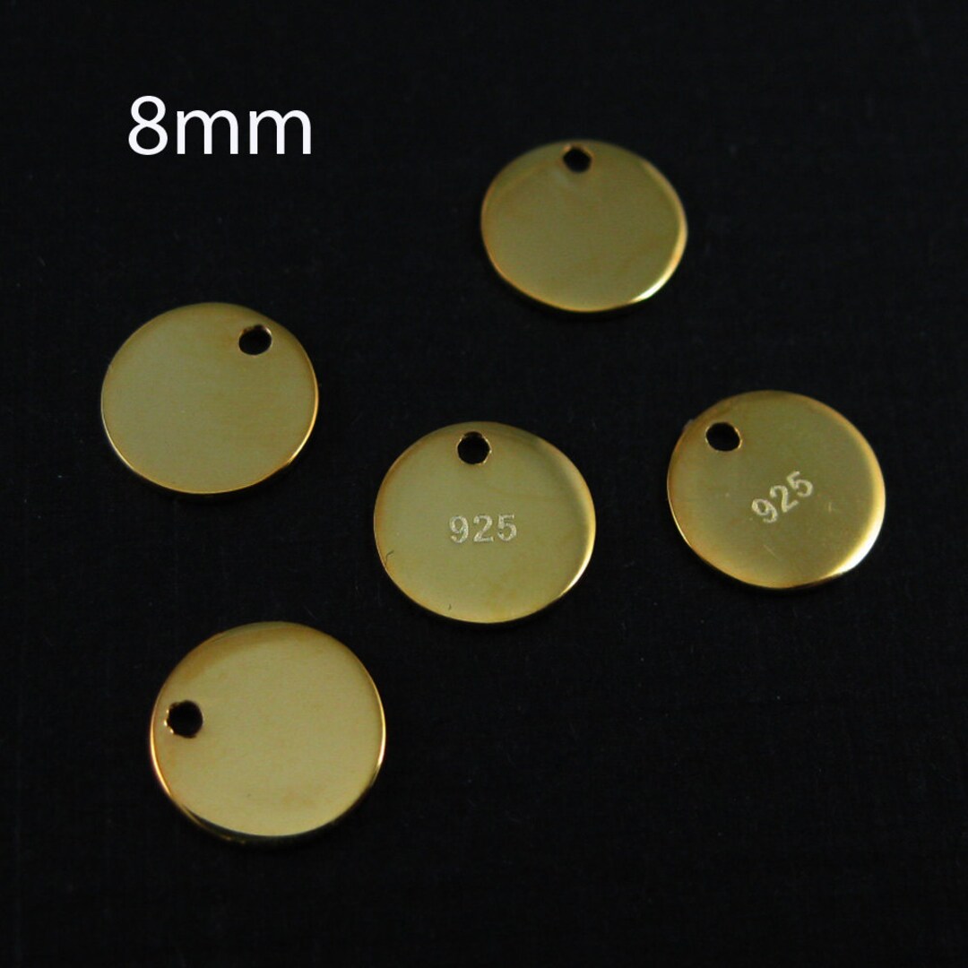 Gold Plated Sterling Silver Tags -round Coin Tag- Gold Circle Tag ...