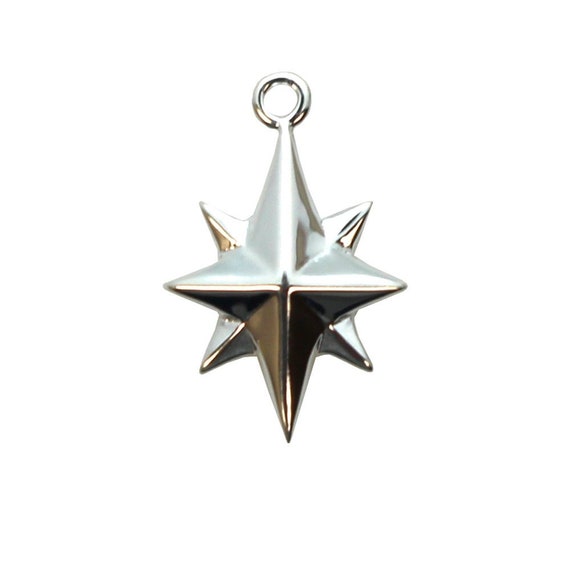 Silver Star Charm 925 Sterling Silver Charm Northern Star - Etsy
