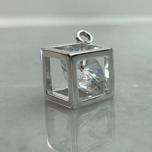 Cubic Zirconia Cube Charm, 925 Sterling Silver Charms, Gold Plated ...