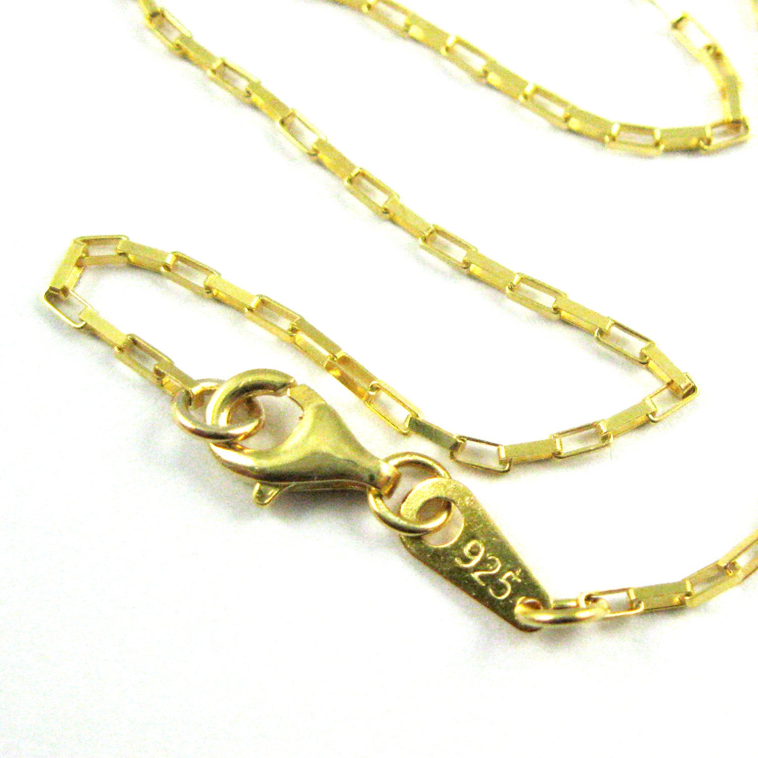 Gold Plated Sterling Silver Chain-small Box Chain-gold | Etsy