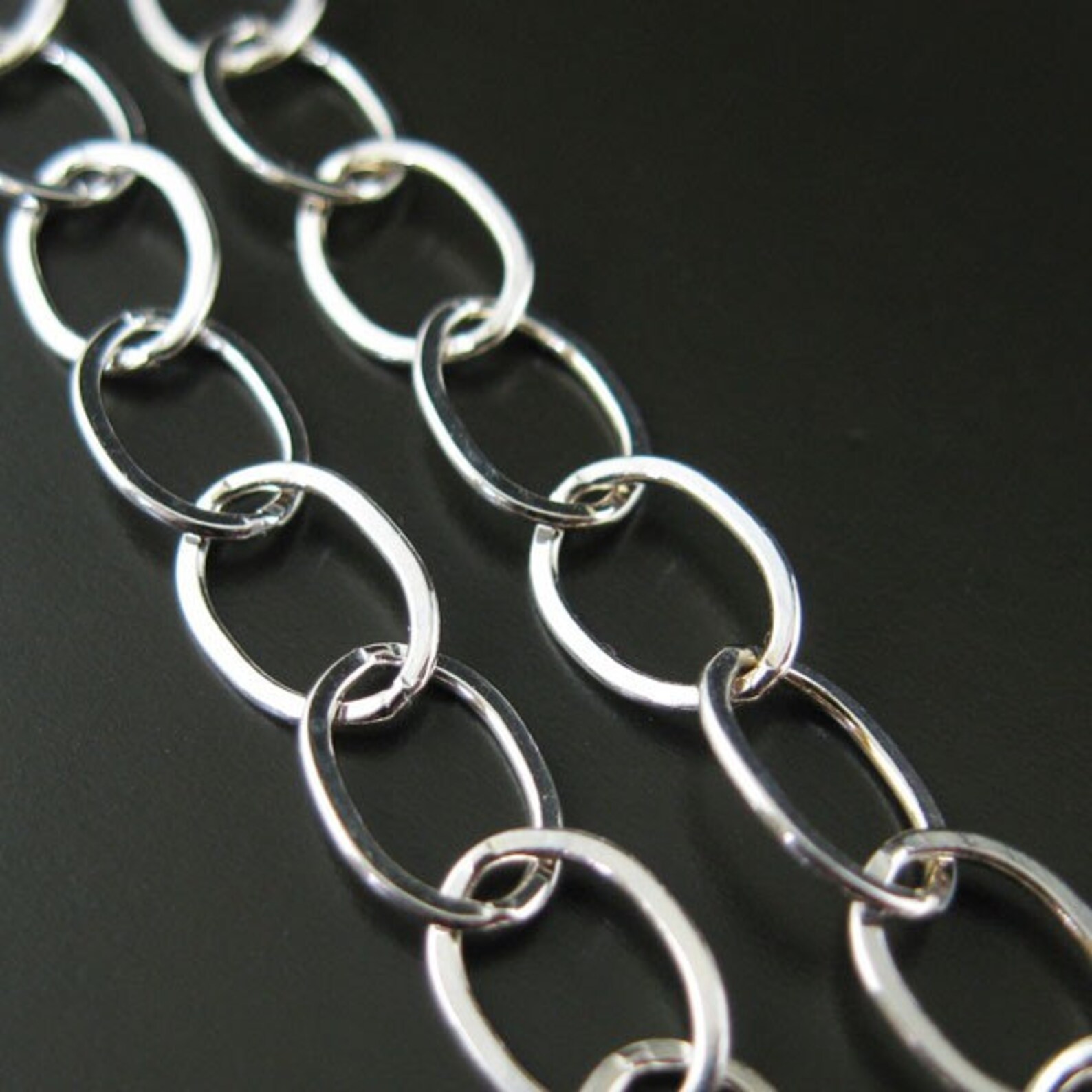 Sterling Silver Bracelet-big Flat Oval Shape 8.5mm by - Etsy