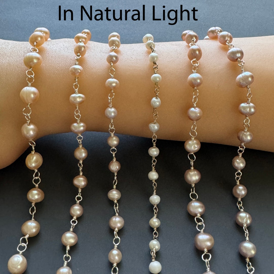 Permanent Jewelry Chains-freshwater Pearl Rosary Chain, Pink, Purple ...