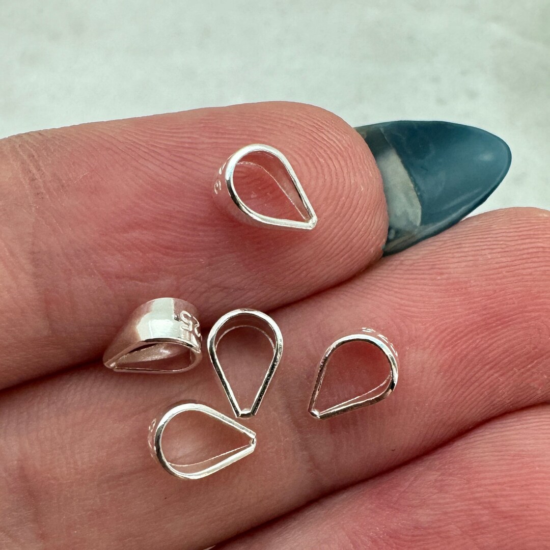 925 Sterling Silver Bail, Simple Closed Bail Connector, Tiny Teardrop ...