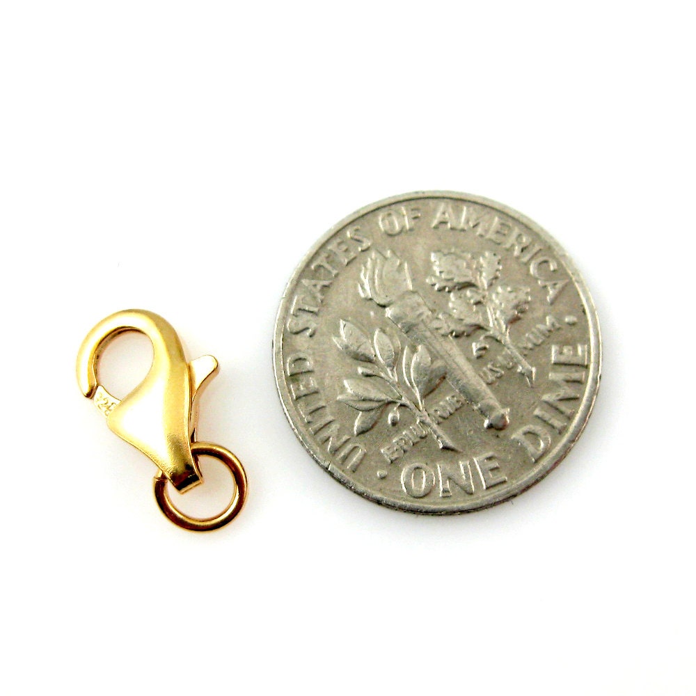 Gold Clasp, Gold Plated Sterling Silver Clasp Findings. 11mm Lobster ...