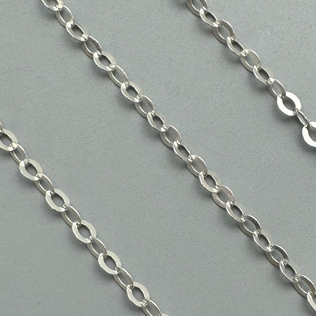 925 Sterling Silver Chains, Bulk Unfinished Chains, 2mm Flat Oval Cable ...