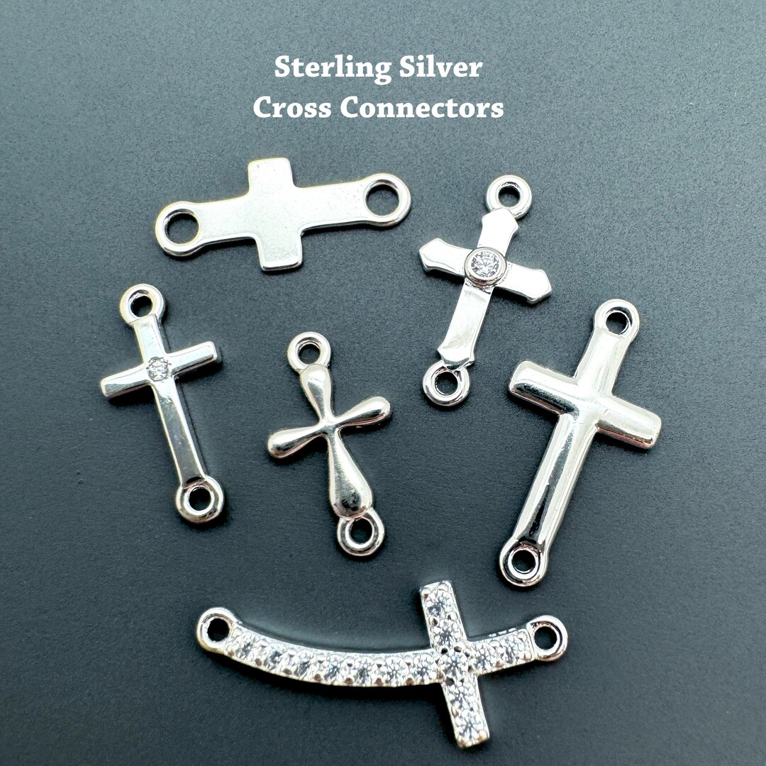 925 Sterling Silver Cross Connectors, Cross Charms for Permanent ...