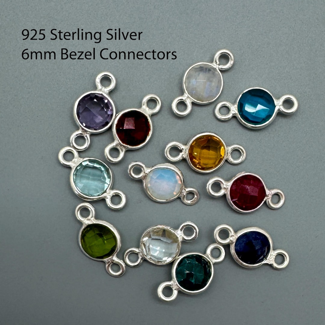 925 Sterling Silver Gemstone Connector-tiny Birthstone Connector-6mm ...