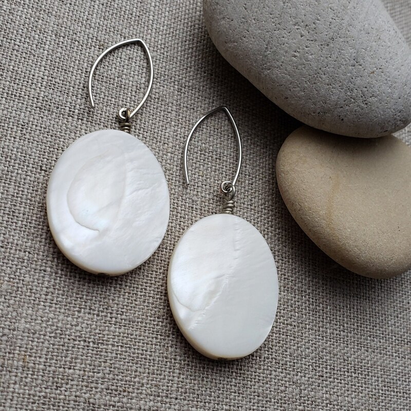 White Shell Earrings - Etsy